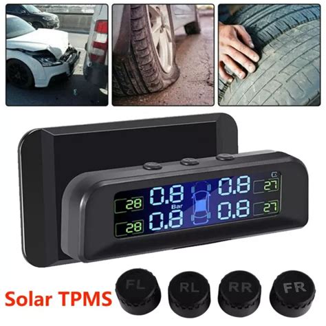 WIRELESS SOLAR TPMS LCD Car Tire Pressure Monitoring System External Sensor PicClick UK