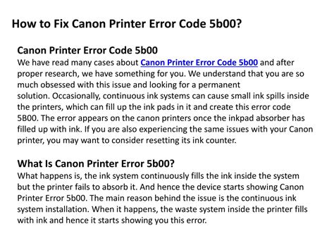 PPT Canon Printer Error Code 5b00 PowerPoint Presentation Free Download ID 10401978