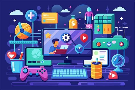 A Vibrant Workspace Showcasing Game Development Tools And Activities In