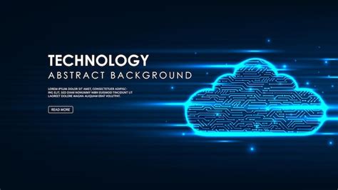 Premium Vector Futuristic Network Cloud Connection Technology Blue Background Cloud Computing