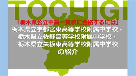 栃木県公立中高一貫校に合格するには栃木県立宇都宮東高等学校附属中学校栃木県立佐野高等学校附属中学校栃木県立矢板東高等学校附属中学校 の