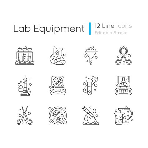 Lab Equipment Linear Icons Set By Bsd Studio TheHungryJPEG