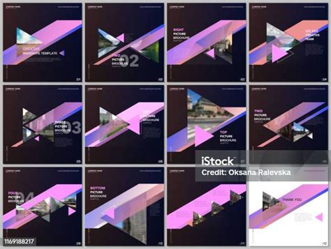 화려한 삼각형 삼각형 모양과 최소한의 브로셔 템플릿 사각형 전단지 브로셔 프리젠 테이션 소셜 미디어 광고 온라인 세미나 디지털