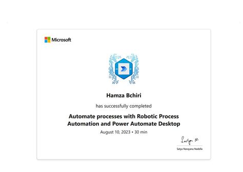 Hamza Bchiri On Linkedin Today I Earned My Automate Processes With Robotic Process Automation And
