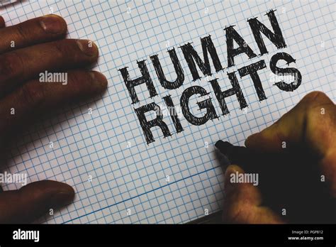 Handwriting Text Human Rights Concept Meaning Moral Principles Standards Norms Of A People