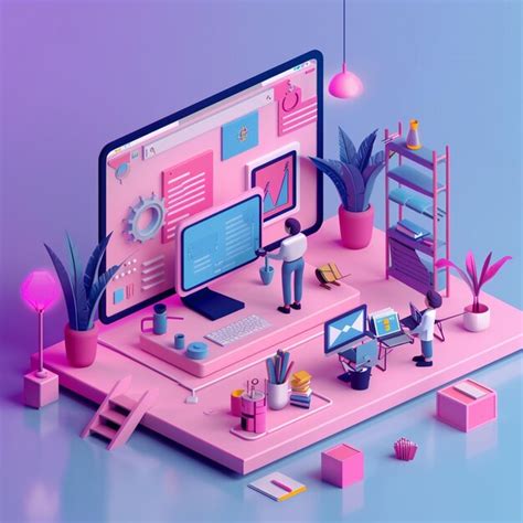 Ui And Ux Designer Isometric Composition Premium Ai Generated Image