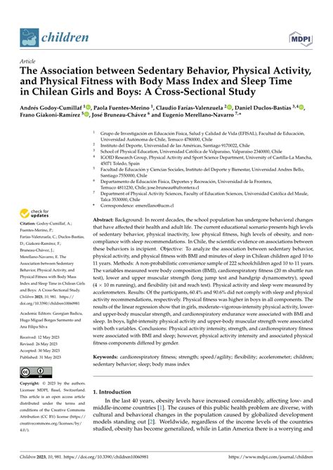 Pdf The Association Between Sedentary Behavior Physical Activity And Physical Fitness With