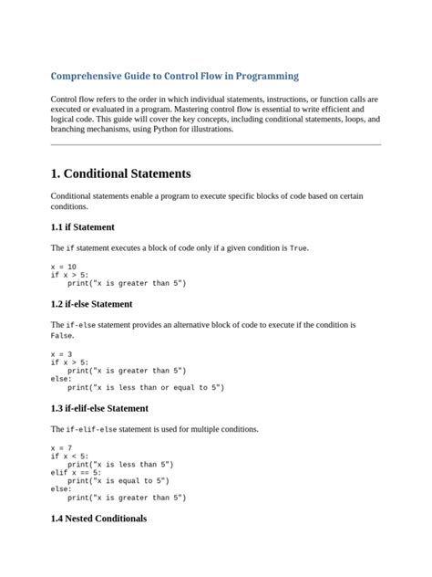 Comprehensive Guide To Control Flow In Programming Pdf Control Flow Programming Paradigms
