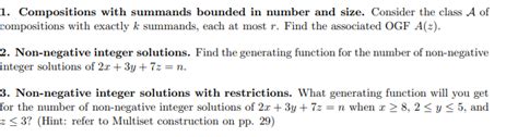 Solved 1 Compositions With Summands Bounded In Number And