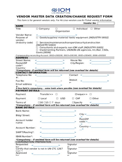 Sap Vendor Master Data Request Doc Template Pdffiller