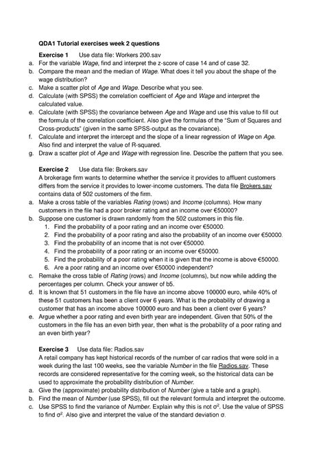 tutorial w2 questions 2023 with spss qda1 tutorial exercises week 2 questions exercise 1 use