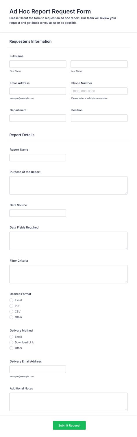Ad Hoc Report Request Form Template Jotform