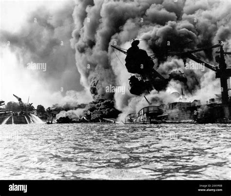Uss Arizona Burning In Pearl Harbor After The Aerial Attack By The
