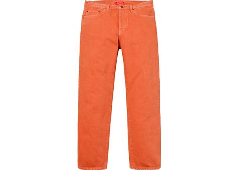Supreme Washed Regular Jeans Orange Ss18