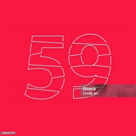 59 Number Linear Stroke Font Modern Trendy Creative Style Design For