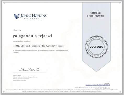 Yalagandula Tejaswi On Linkedin Coursera Thejohnshopkinsuniversity Html Css Javascript