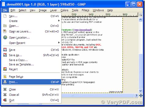 Print Tga To Pdf With A Virtual Printer Verypdf Knowledge Base