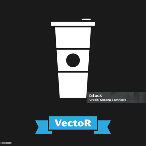 흰색 종이 유리와 물 아이콘 검은 색 배경에 격리 소다 음료 유리 신선한 차가운 음료 기호입니다 벡터 일러스트레이션 0명에 대한