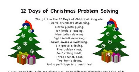 12 Days Of Christmas Problem Solvingpdf 12 Days Of Christmas Days
