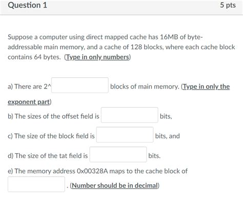 Solved Suppose A Computer Using Direct Mapped Cache Has MB Chegg