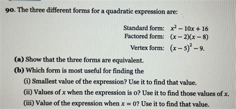 90 The Three Different Forms For A Quadratic Expression Arestandard F