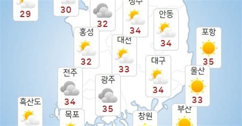 [내일 날씨] 폭염 열대야 속 곳곳 소나기 태풍 예상됐던 열대저압부는