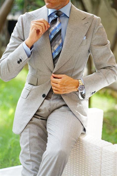 Grey Blue Check Pattern Tie Mens Plaid Ties Designer Neckties Au Mens Outfits Suits