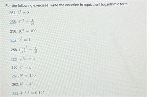 Solved For The Following Exercises Write The Equation In