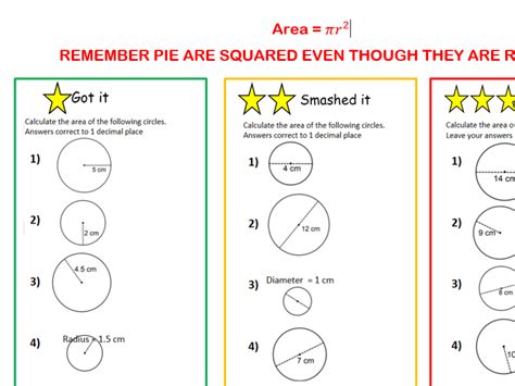 Area Of A Circle Differentiated Worksheet Tes