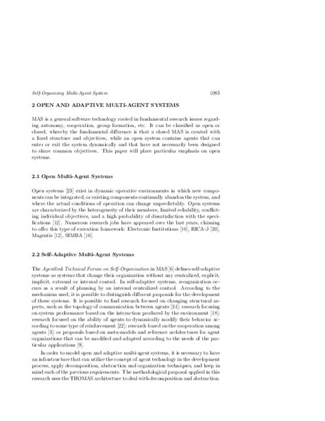 Self Organizing Multi Agent System For Management And Planning