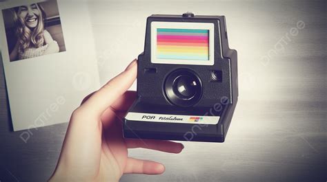 an old polaroid camera showing a photograph background polaroid your
