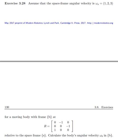 Solved Exercise 3 28 Assume That The Space Frame Angular Chegg