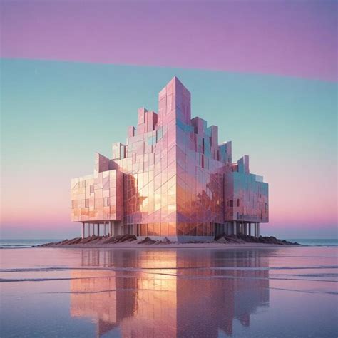 Surreal Geometric Building Complex Premium Ai Generated Image