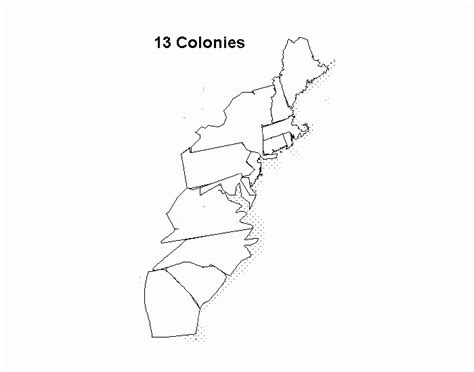13 Colonies Map Unlabeled
