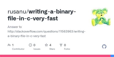 Github Rusanuwriting A Binary File In C Very Fast Answer To