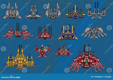 Space Shooter Game Assets Pack Stock Vector Illustration Of Cartoon