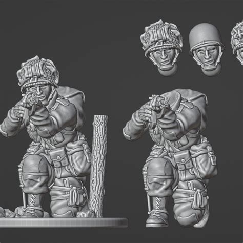 3d Printable Ww2 28mm Us Paratrooper Firing M1 Carbine Modul Head By