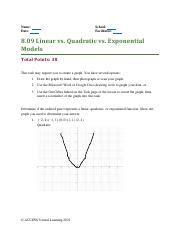 Determining Linear Quadratic And Exponential Functions Graphs Course Hero