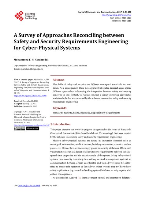 Pdf A Survey Of Approaches Reconciling Between Safety And Security Requirements Engineering