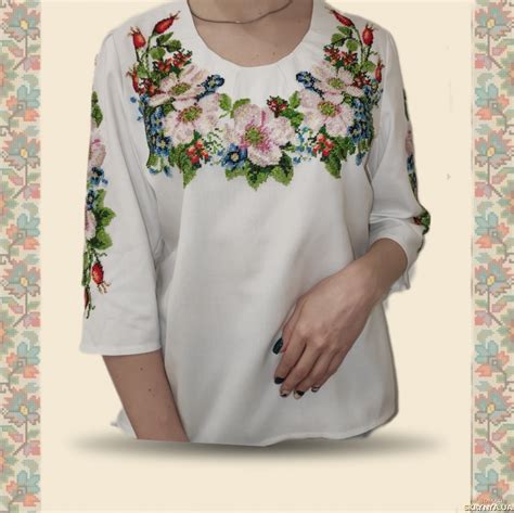 Купити Вишита сорочка чеським бісером повністю Skrynya Ua