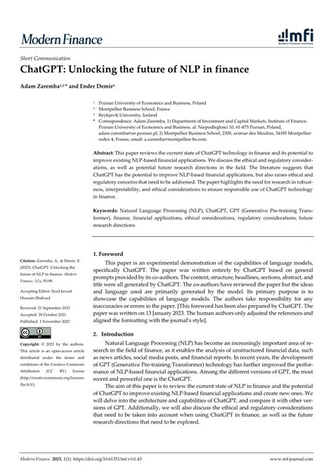 Pdf Chatgpt Unlocking The Future Of Nlp In Finance