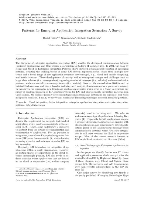 Pdf Patterns For Emerging Application Integration Scenarios A Survey