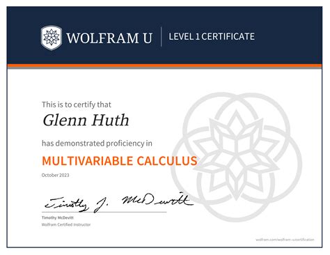 Wolfram U Certificate Introduction To Multivariable Calculus