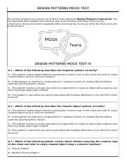 Design Pattern Mock Test Iv Pdf DESIGN PATTERNS MOCK TEST