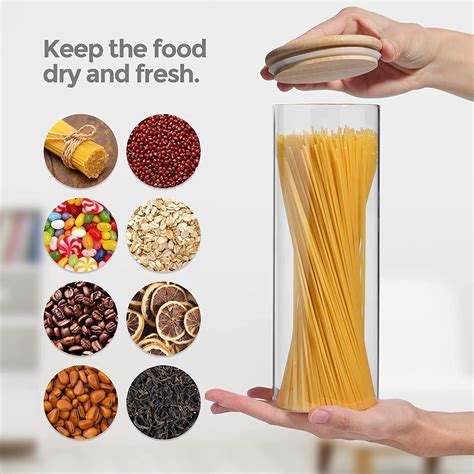 Comsaf Airtight Glass Storage Jars With Bamboo Lids 74 Oz Set Of 3