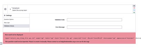 unable to create questions with external csv file form building