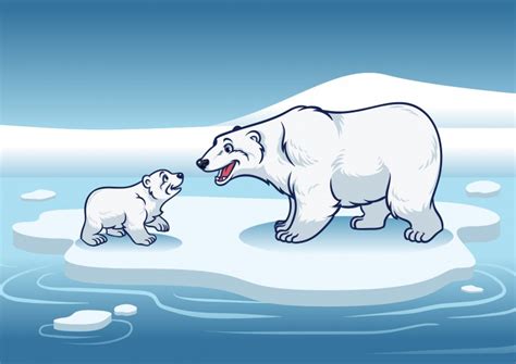 دانلود وکتور خرس قطبی ایستاده بالای یخ دانلود رایگان فایل لایه باز