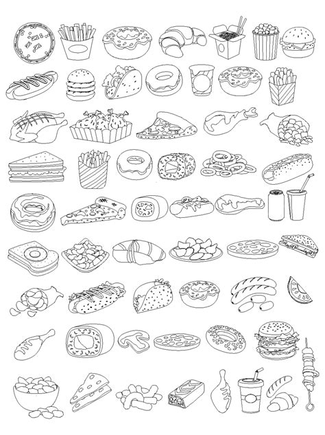 Line Drawing Western Food Fast Food Hamburger Drink Cute Cartoon Food