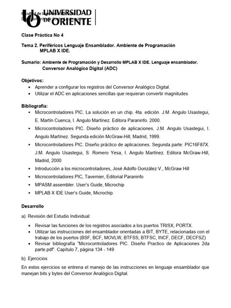 Clase Practica 04 Adc Pdf Microcontrolador Lenguaje Ensamblador