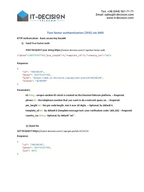 2 Factor Auth Decisiontelecom Api Pdf Business Computers